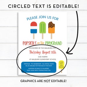 Popsicles on the Playground Flyer Editable Template: Back to School PTA ...