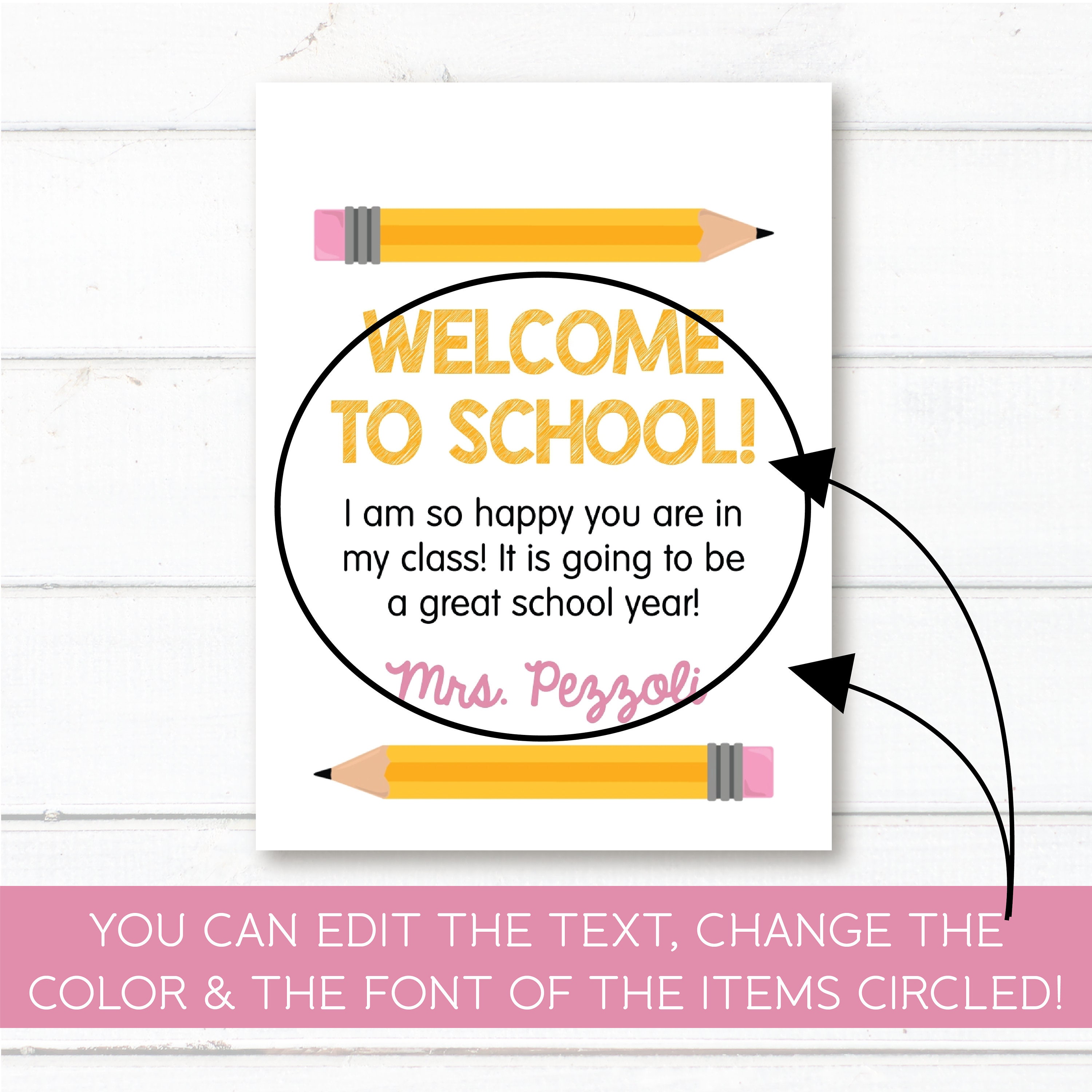 Editable Welcome Back to School Treat Tag Teacher to | Etsy