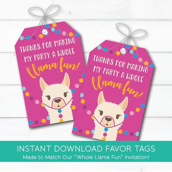 Llama Party Favor Tag, INSTANT DOWNLOAD, Download, Print & Cut Today ...
