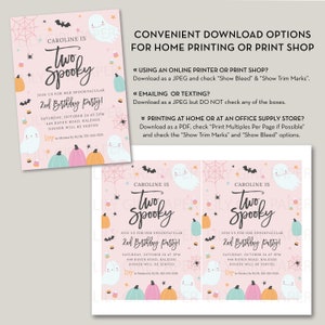 Two Spooky, Girl's 2nd Birthday Party Invitation, Pink Halloween ...