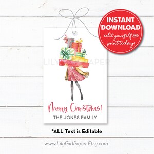 Editable Merry Christmas, Happy Holidays Gift Tag, Favor Tag, ALL Text ...
