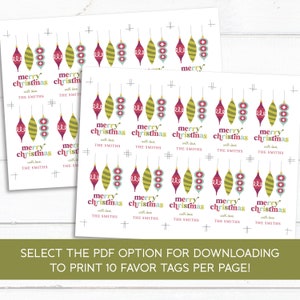 Editable Retro Christmas Ornament Gift Tag Vintage Ornament - Etsy