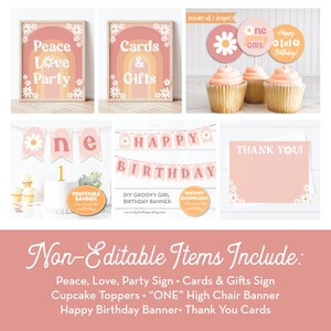 One Groovy Girl Birthday Bundle, Groovy 1st Birthday Party Pack, 10 ...