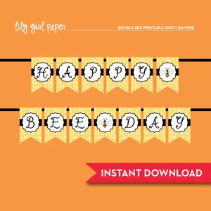 Bumble Bee Party Banner, Bumble Bee Birthday Bunting, High Chair Banner ...