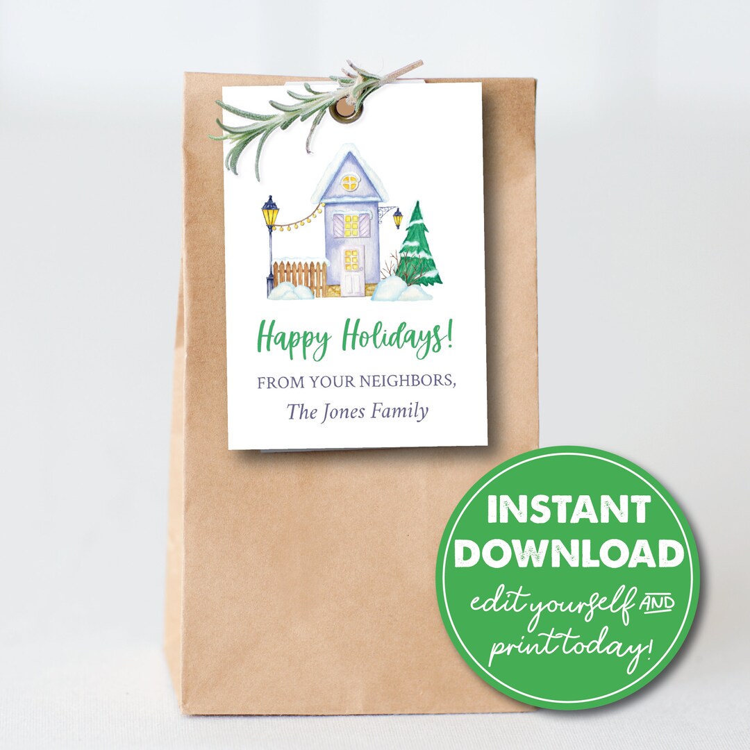 Editable Christmas Holiday Gift Tags, Neighbor Gift, Teacher Gift, ALL ...