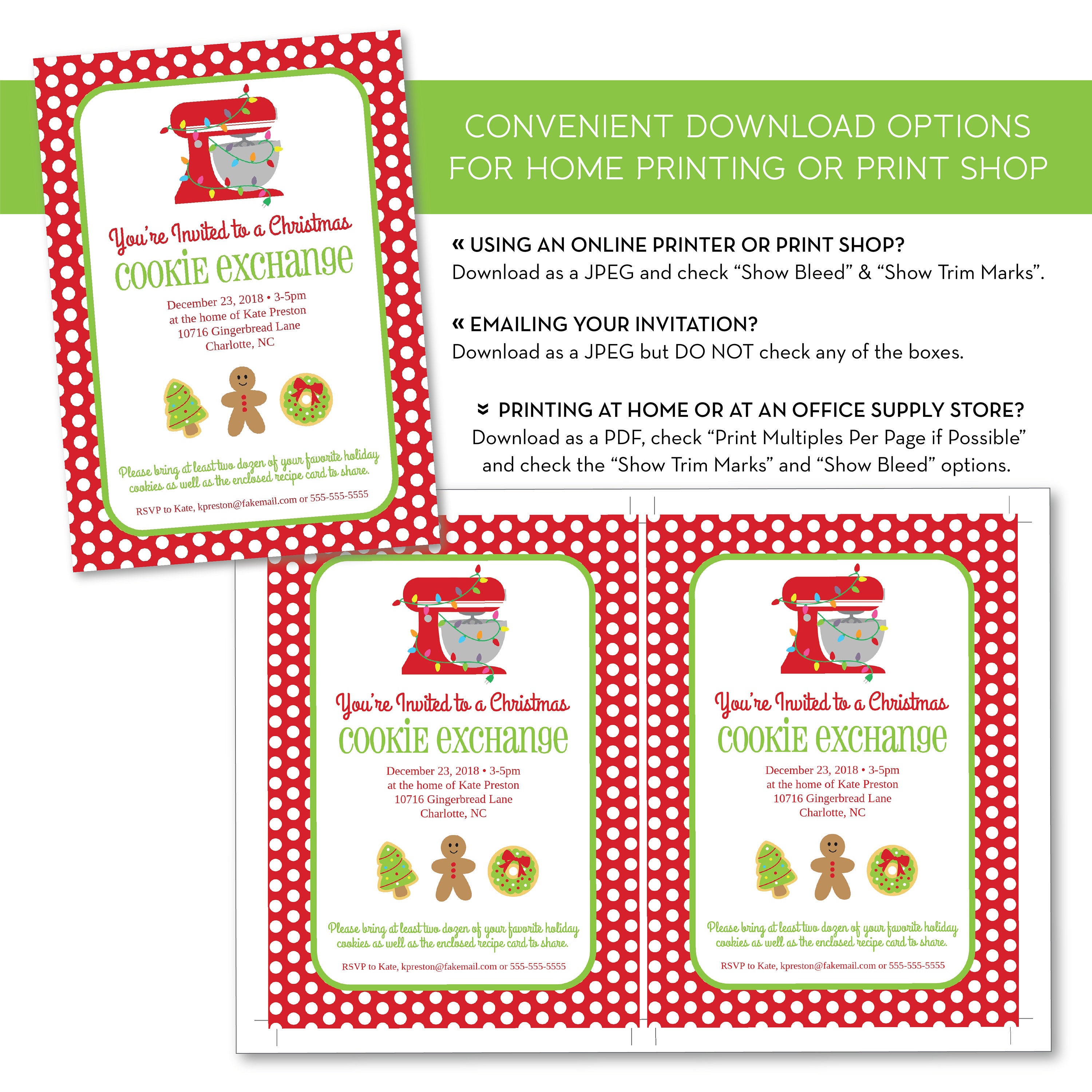 Editable Cookie Exchange Christmas Party invitation & Editable | Etsy