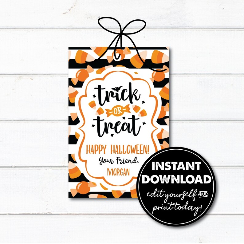 Editable Halloween Treat Gift Tag Favor Tag INSTANT | Etsy