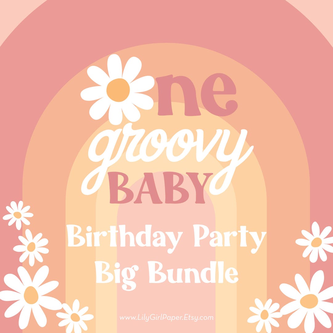 One Groovy Baby Birthday Bundle, Groovy 1st Birthday Party Pack, 10 ...