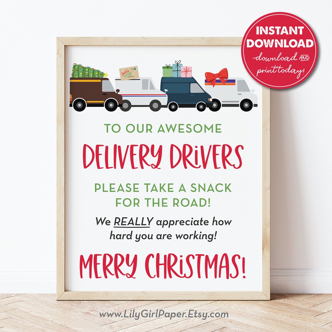 Delivery Driver Thank You Snack Sign, Merry Christmas, Christmas ...