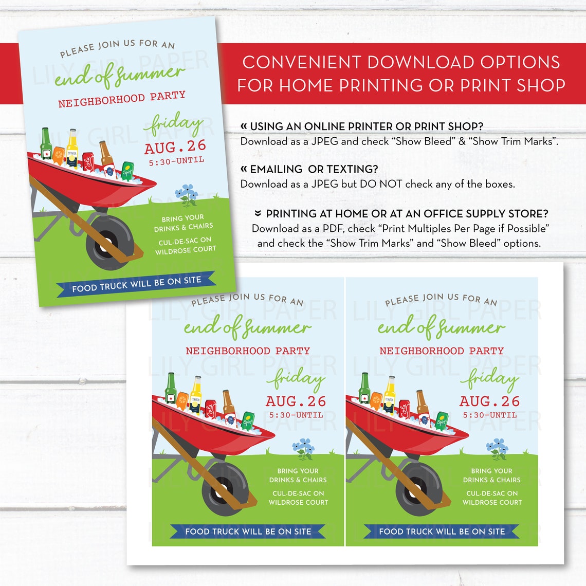 Editable End of Summer Neighborhood Party Invitation Block - Etsy