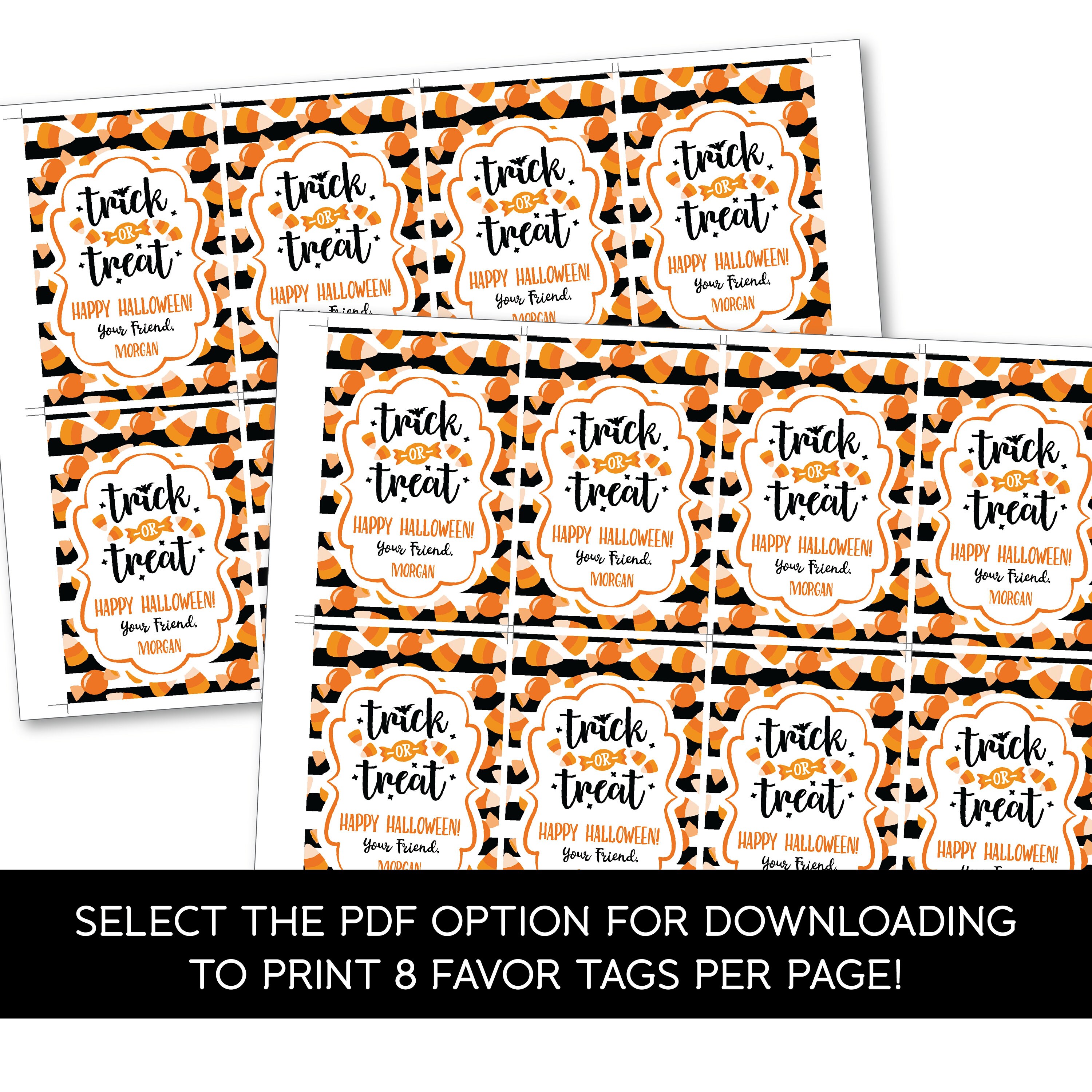 Editable Halloween Treat Gift Tag, Favor Tag, INSTANT DOWNLOAD ...