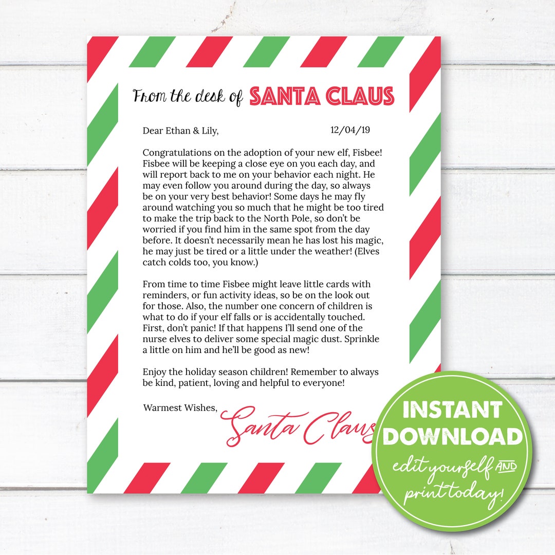 Editable Letter From Santa, Christmas Elf Adoption, Elf Activities ...