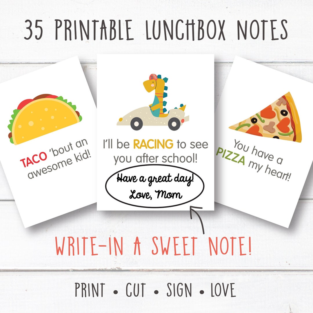 Lunchbox Love Notes, Printable Lunch Box Cards, Preschool Lunch Bunch ...