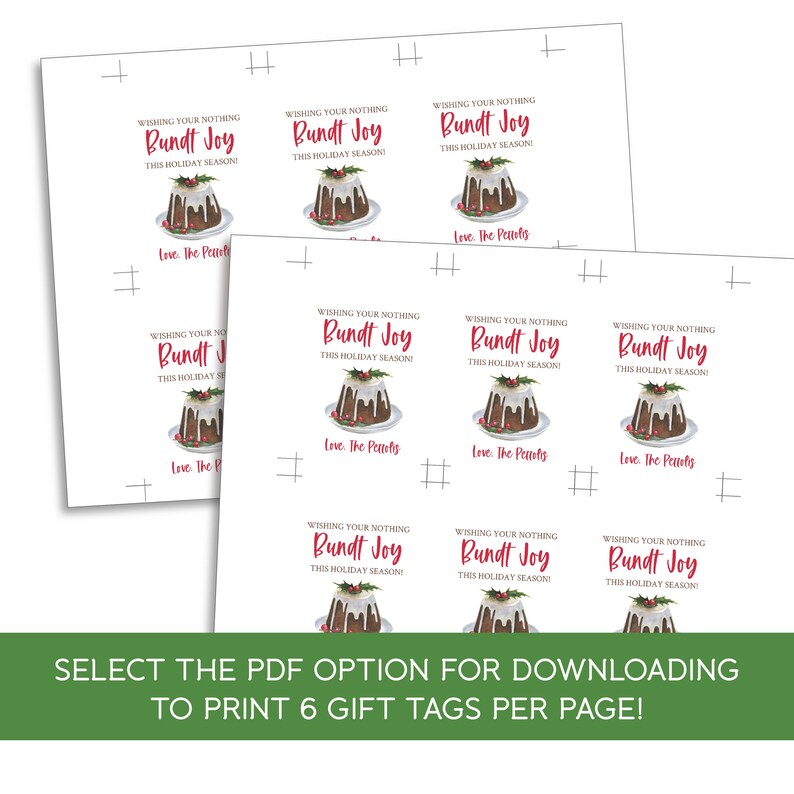 Editable Christmas Bundt Cake Gift Tag Nothing Bundt Joy - Etsy