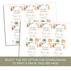 Editable Oh My Gourd Favor Tag, Fall Celebrations, Outdoor Party ...