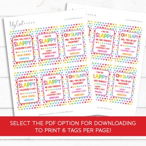 Slap Bracelet Valentine Cards, Editable Class Valentine, Slappy ...