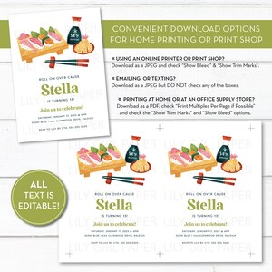 Sushi Birthday Party Invitation, Editable Template, Hibachi, Sushi ...