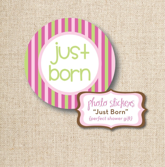 Baby "Just Born" Photo Sticker Design, Digital DIY File, INSTANT ...