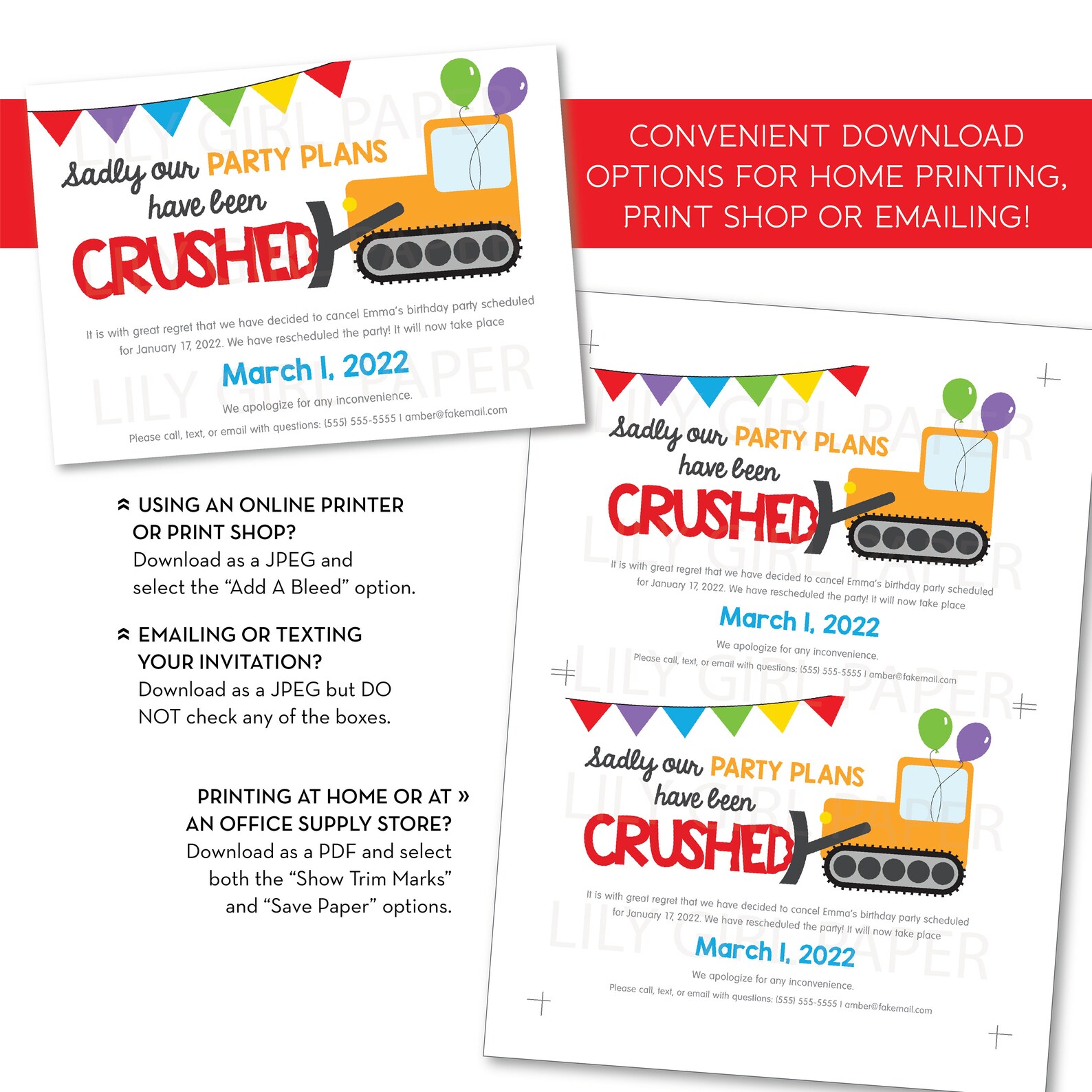 Editable New Party Plan Announcement Template, Postponed, Kid's ...
