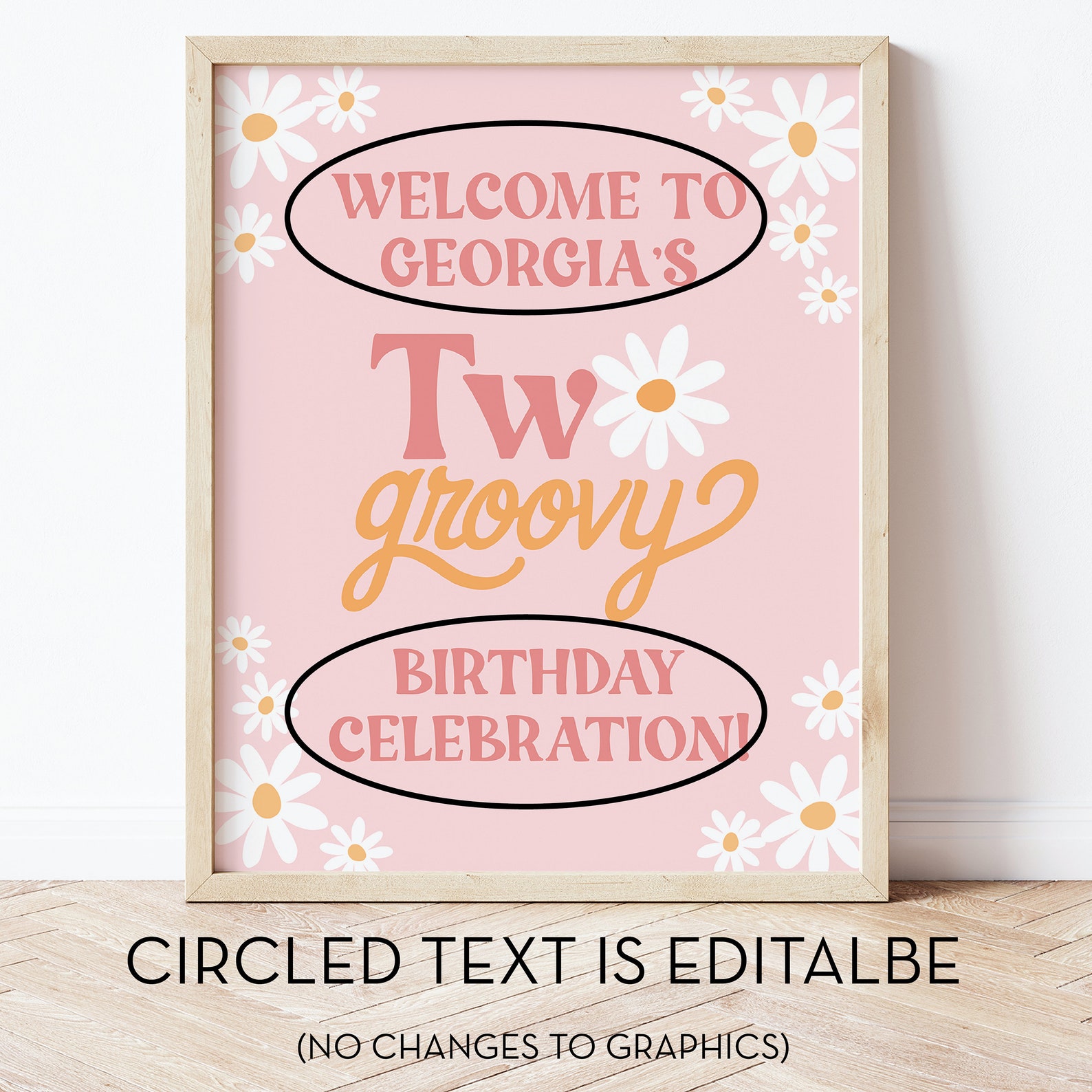Editable Two Groovy 2nd Birthday Party Welcome Sign Template | Etsy