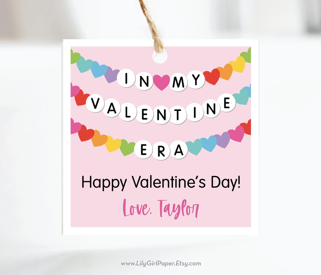 In My Valentine Era Valentine Cards, Editable Friend Bracelet Tags, Non ...