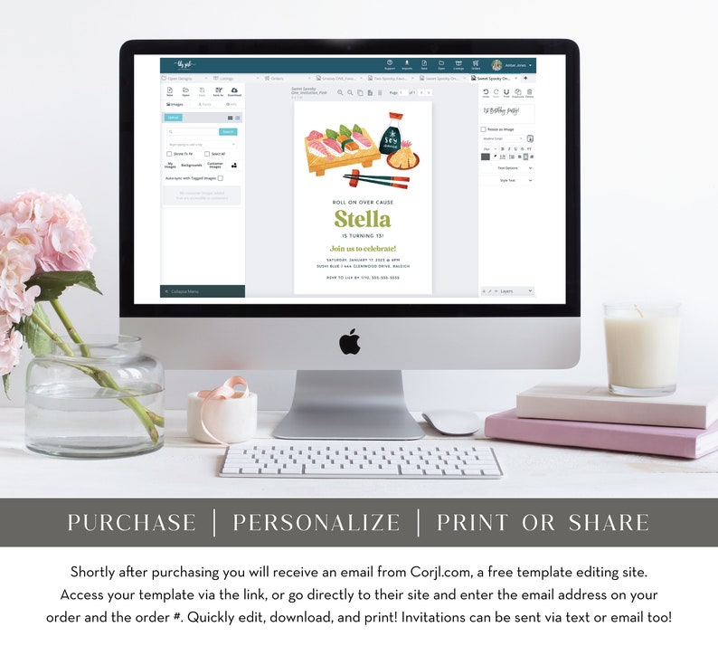 Editable Sushi Birthday Party Menu Template Hibachi Sushi - Etsy