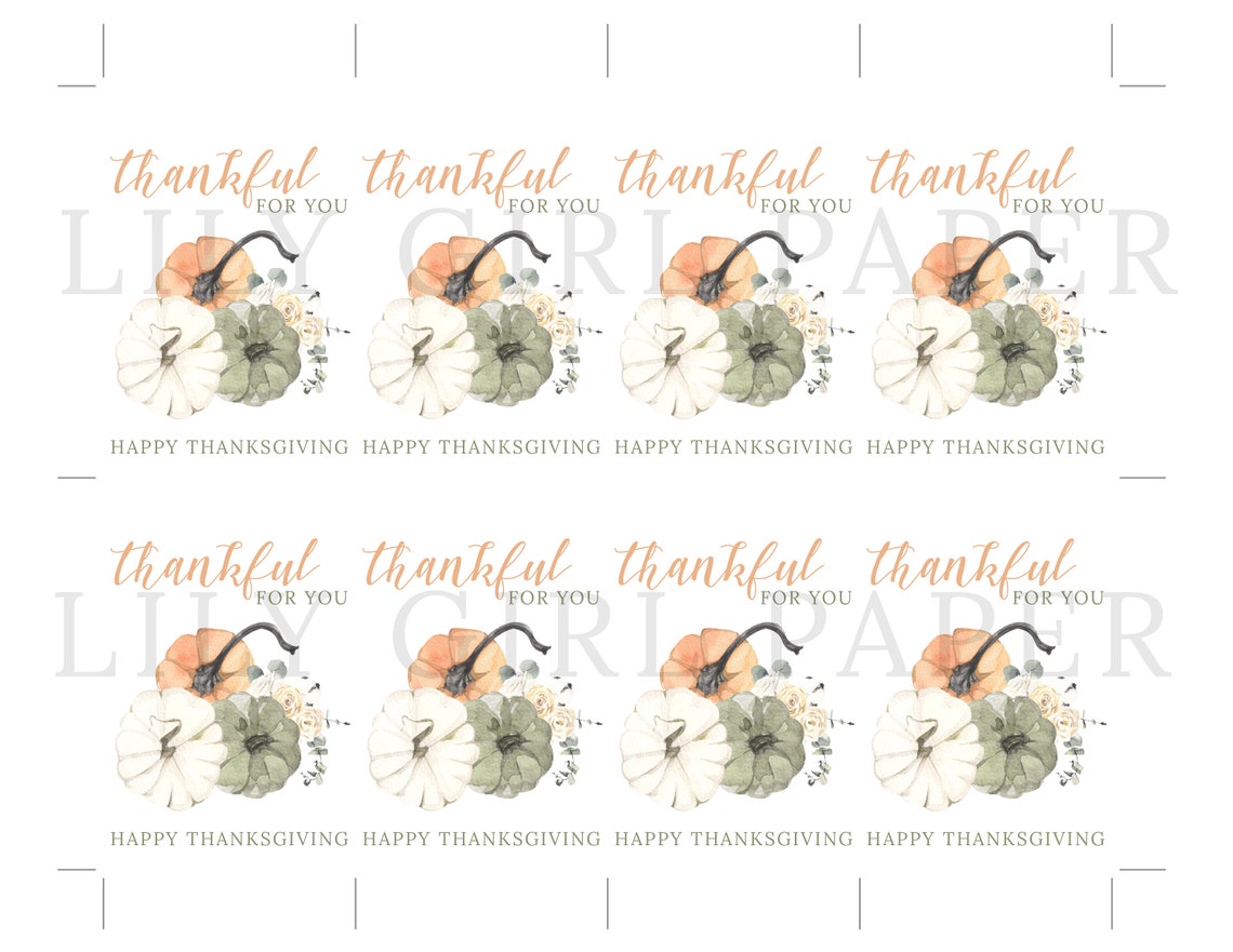 Thanksgiving Gift Tag, Thankful for You Tag, INSTANT DOWNLOAD, Download ...