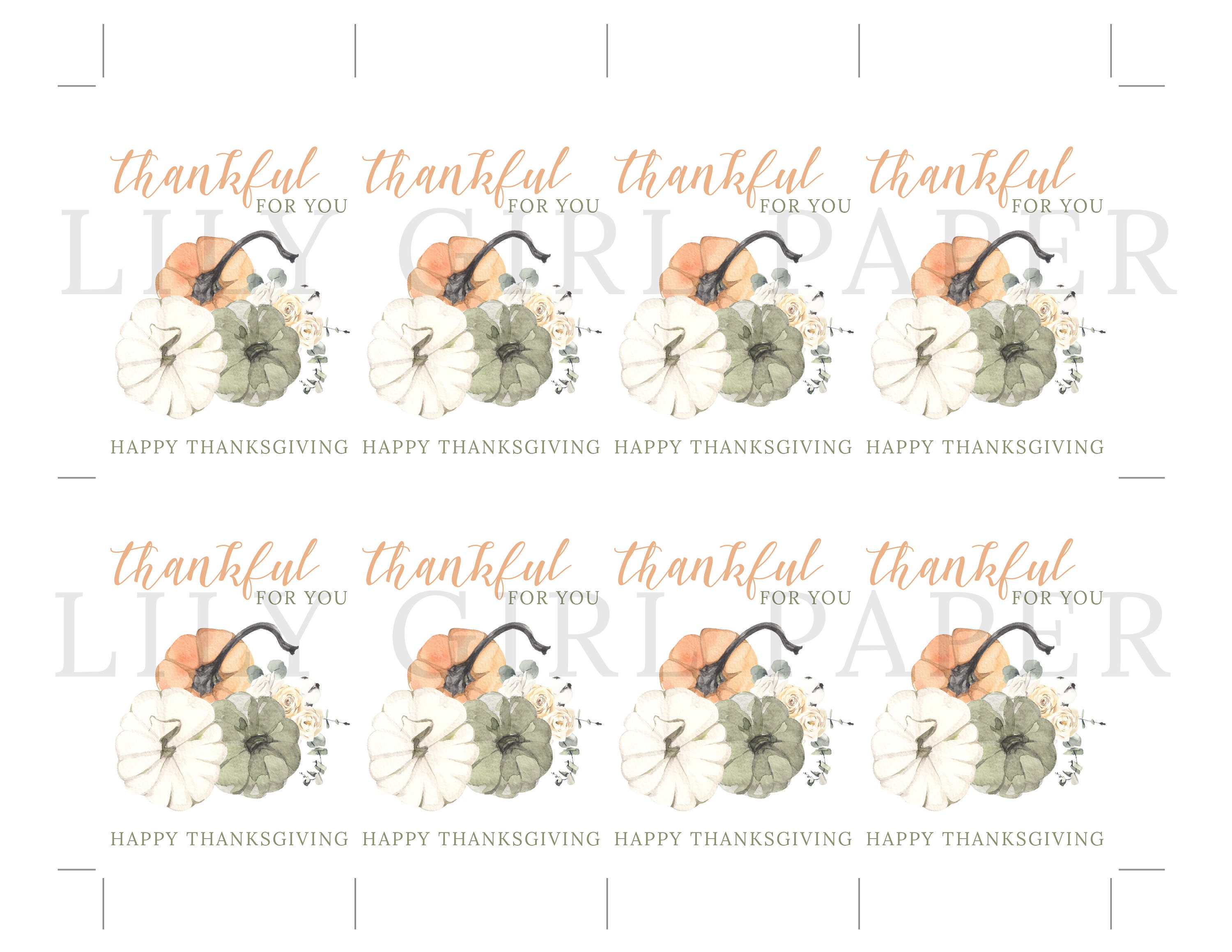 Thanksgiving Gift Tag, Thankful for You Tag, INSTANT DOWNLOAD, Download ...