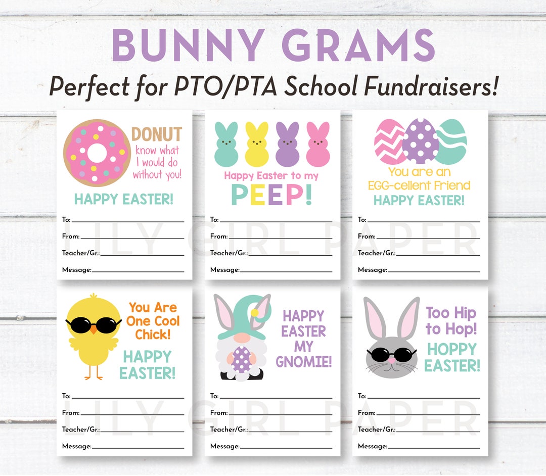 Editable Easter Holiday Bunny Candy Grams, INSTANT Download, PTA, PTO ...