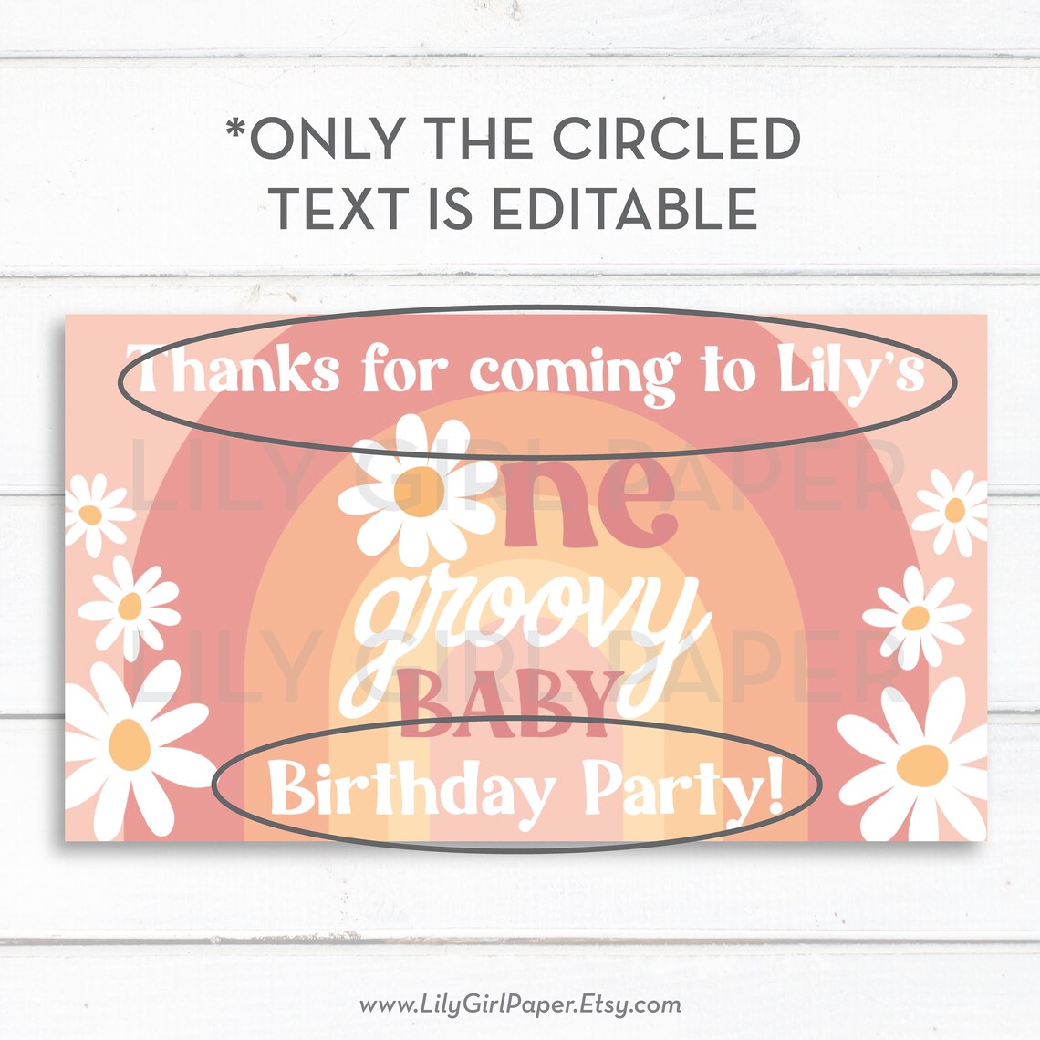 Editable One Groovy Baby 1st Birthday Gable Box Label - Etsy