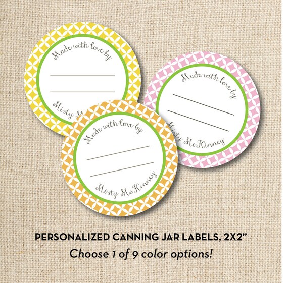 Personalized Mason, Canning or Covered Dish Food Labels / Stickers ...