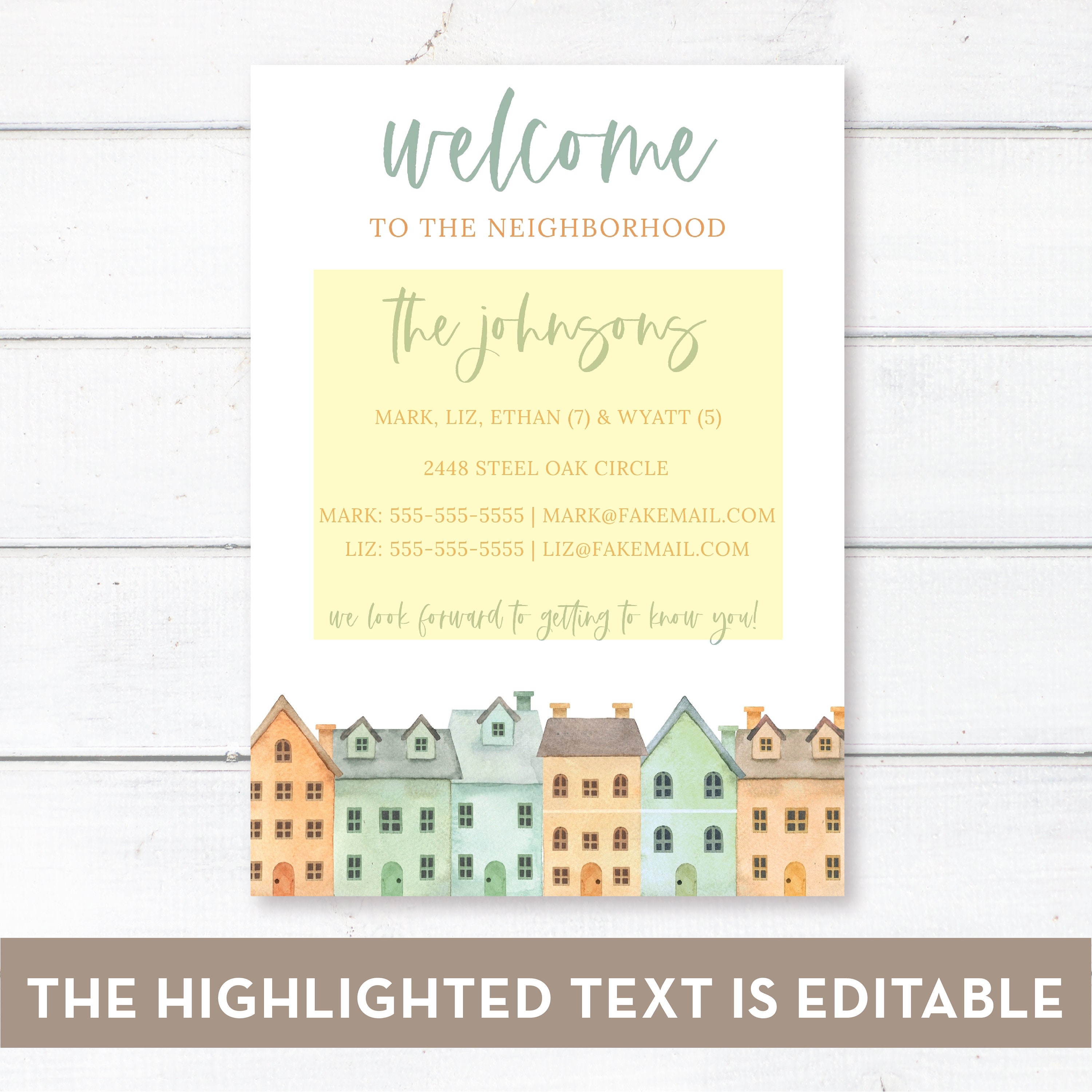 Editable Welcome to the Neighborhood Cards Editable Template | Etsy