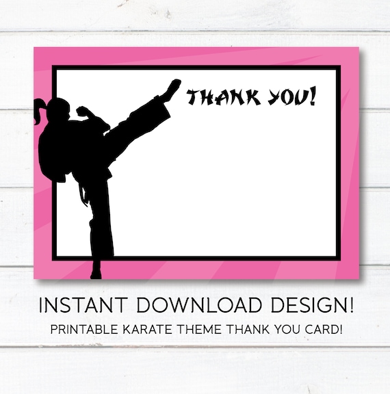 Karate, Tae Kwon Do, Martial Arts Thank You Card, Instant Download ...