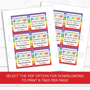 Editable Pop It 100 Days of School Tag, Poppin' 100 Days Card, Gift ...
