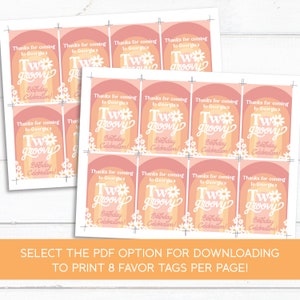 Editable Two Groovy, Girl's 2nd Birthday Party Favor Tags, INSTANT ...