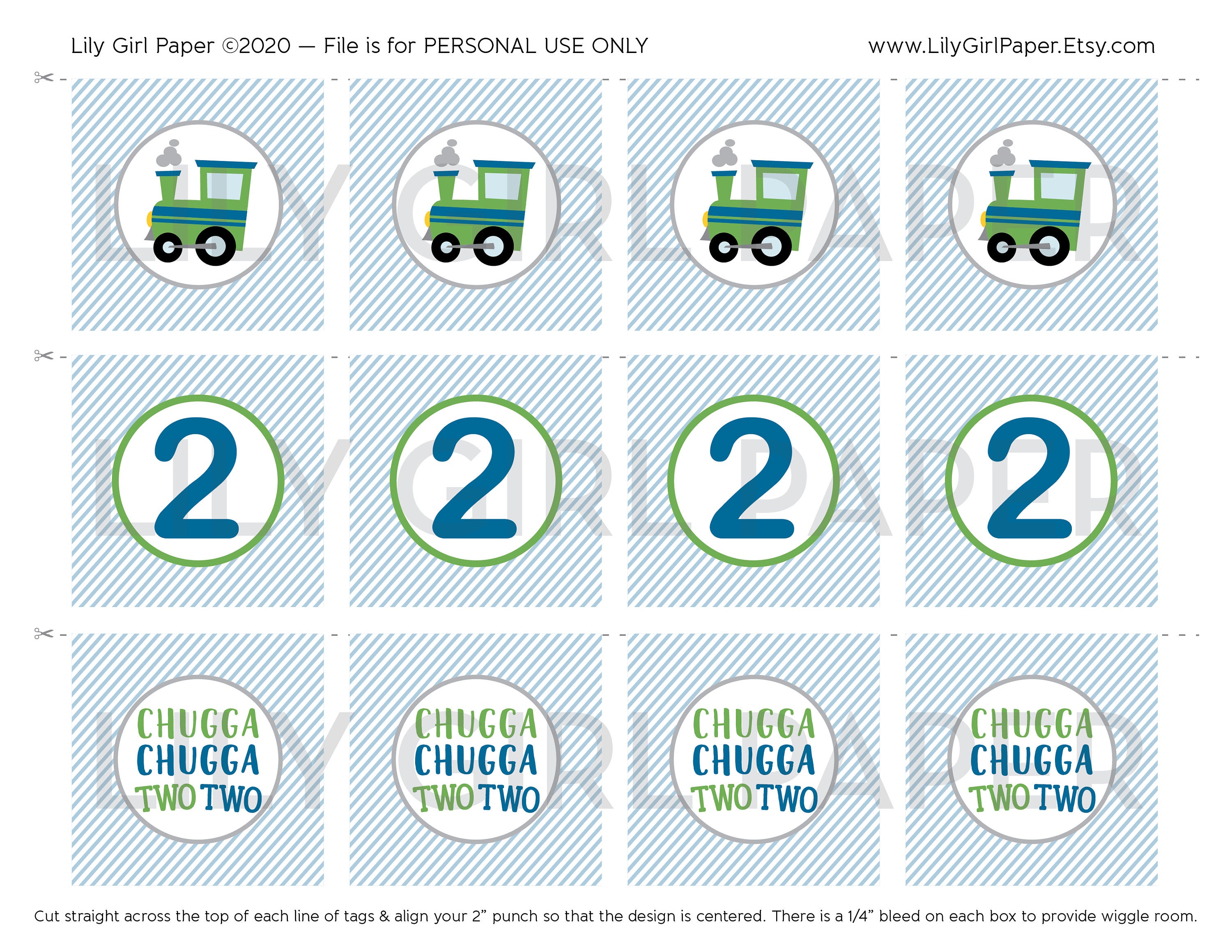 DIGITAL Chugga Chugga Two Two Train Birthday Cupcake Toppers | Etsy