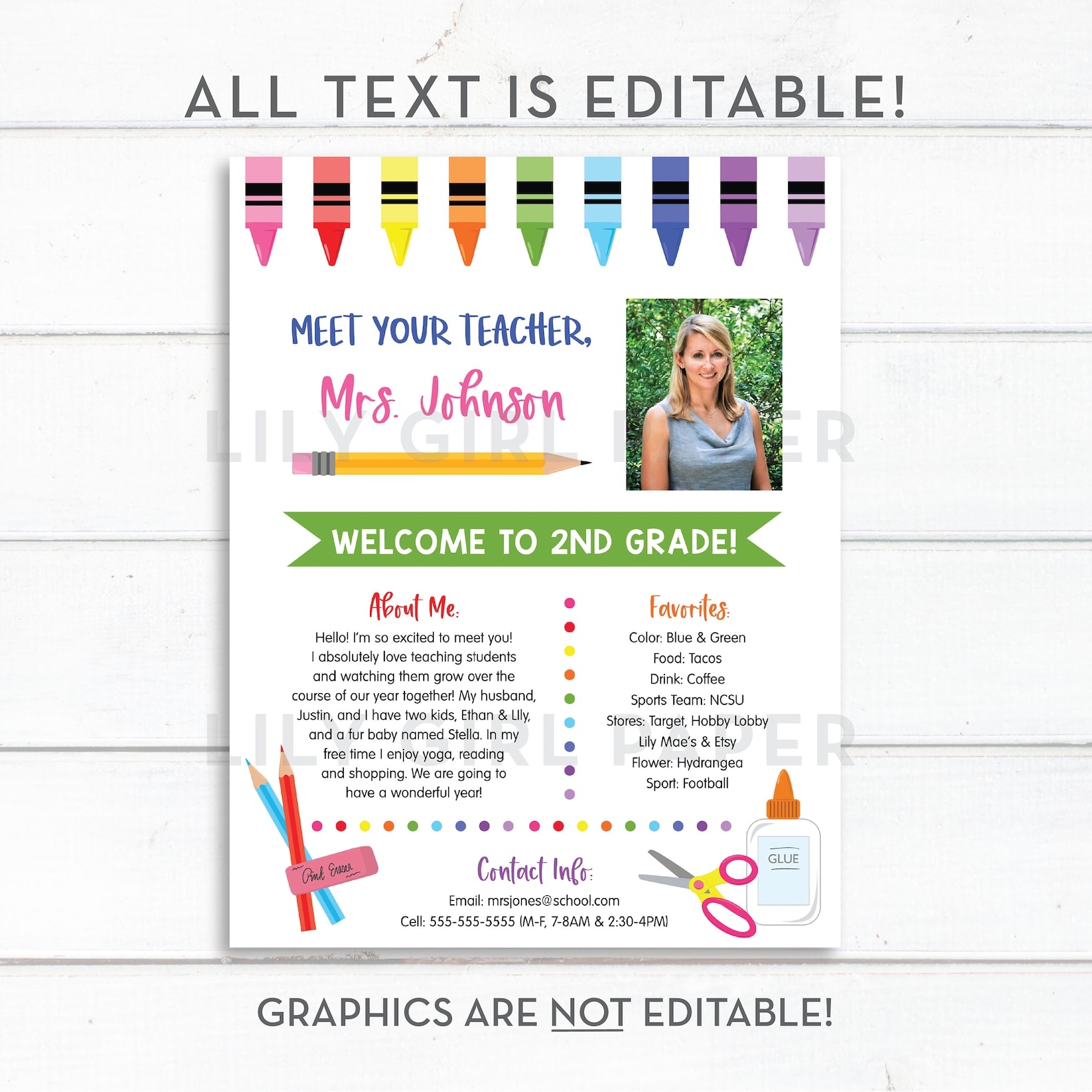 Editable Meet the Teacher Template, Back to School, Teacher Info ...
