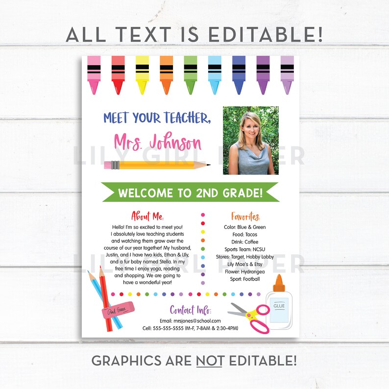 Editable Meet the Teacher Template, Back to School, Teacher Info ...