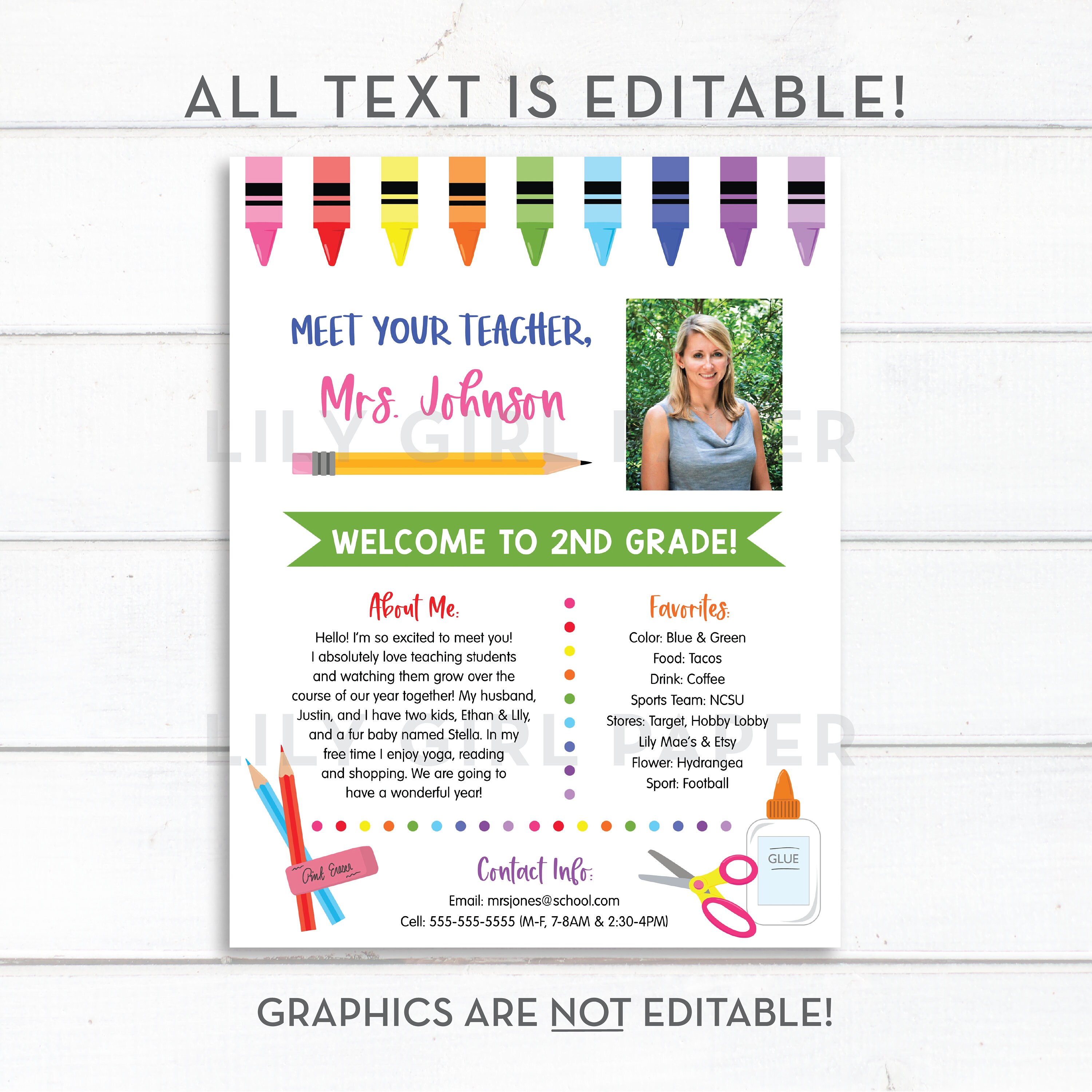 Editable Meet the Teacher Template, Back to School, Teacher Info ...