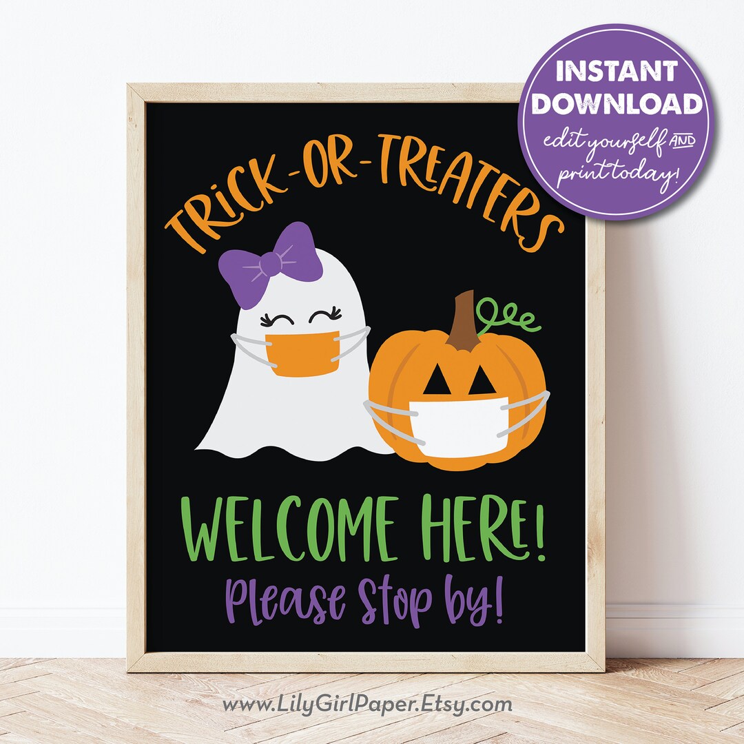 Digital 16x20 Trick-or-treaters Welcome Sign Halloween 2021 - Etsy