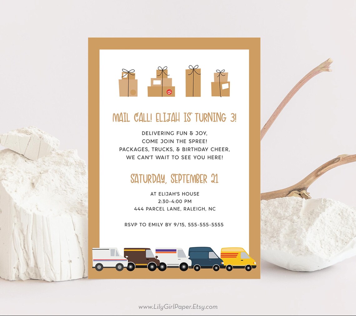 Delivery Truck Birthday Favor Tags: Editable Printable Template ...