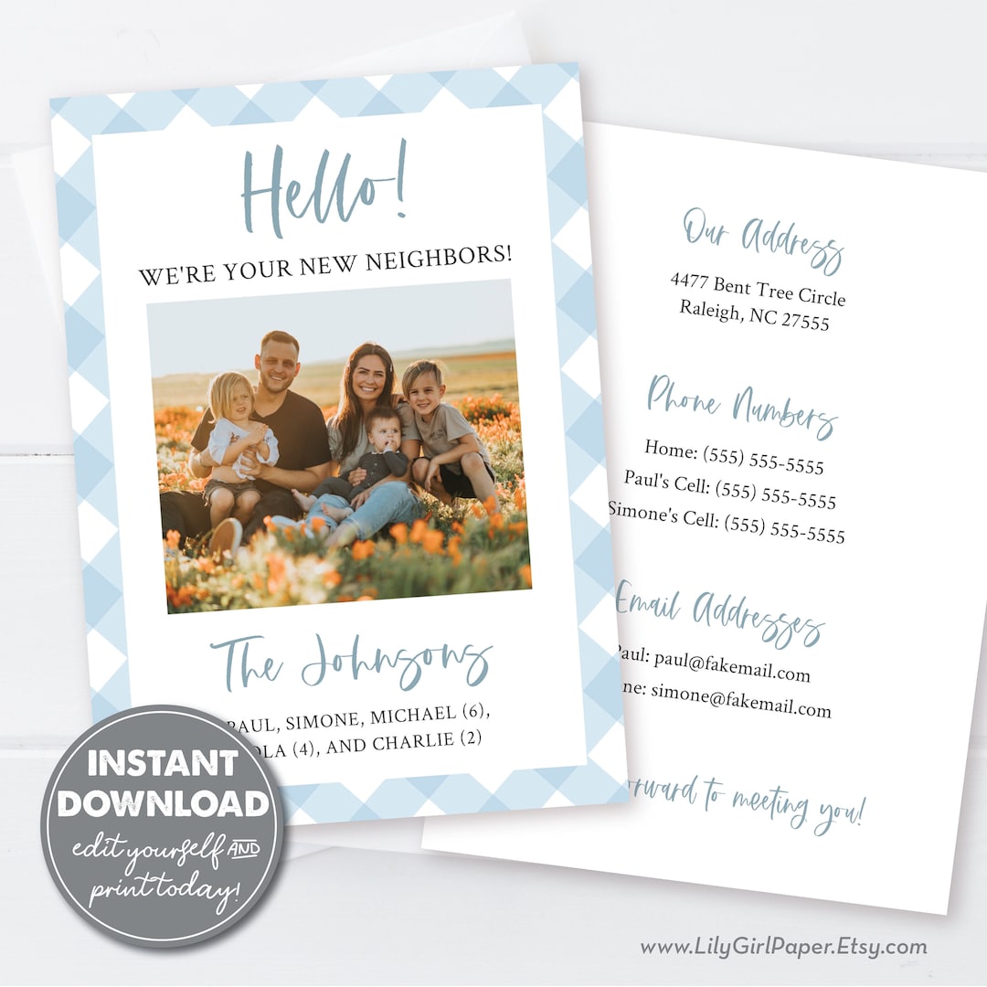 Editable We're Your New Neighbors Photo Card Template, Instant Download ...