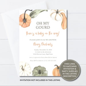 Editable Oh My Gourd Baby Shower Welcome Sign Template, 16x20, Fall ...