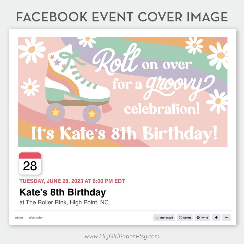 Editable Groovy Roller Skate Birthday Party Invitation Retro - Etsy