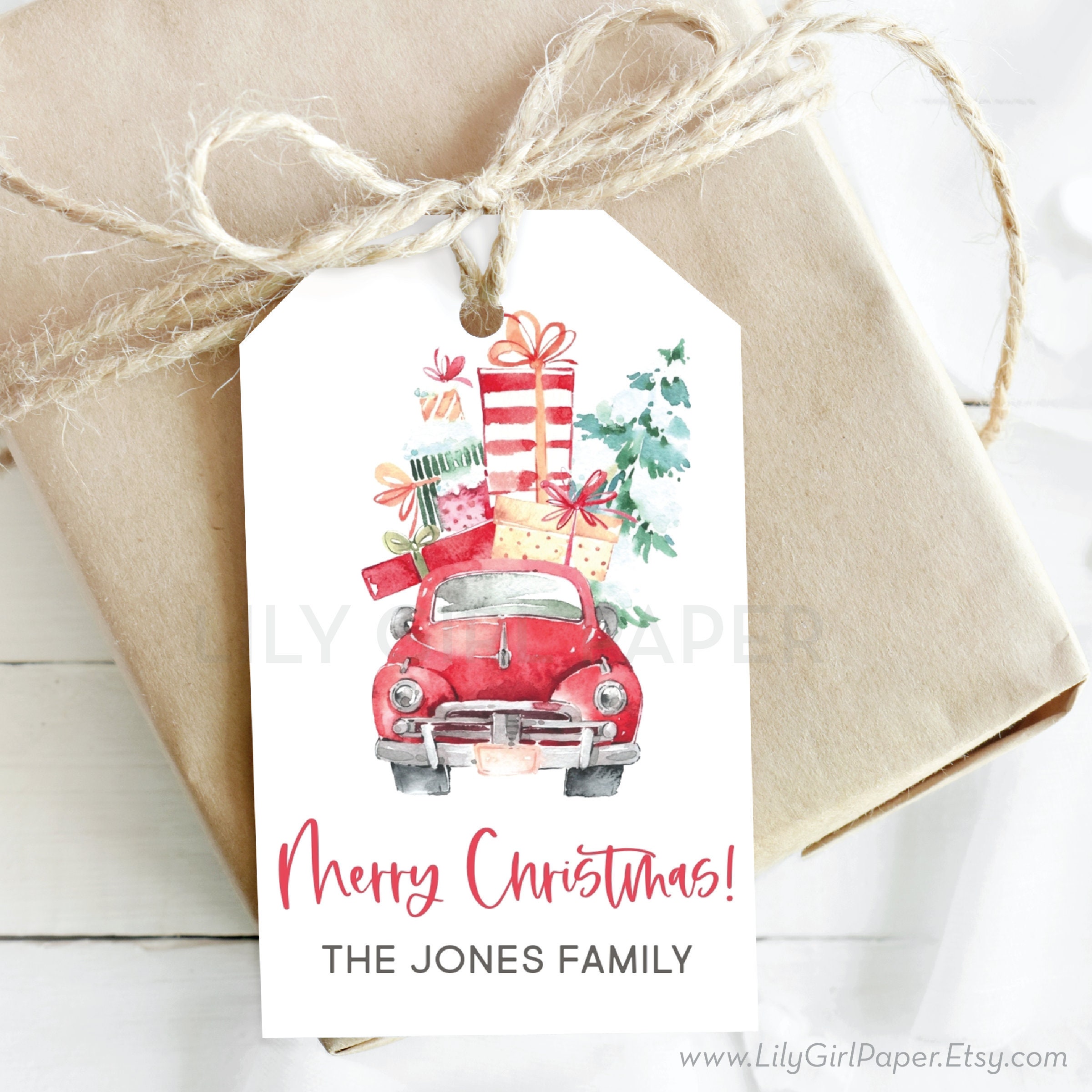 Editable Happy Holidays Merry Christmas Gift Tag Favor Tag | Etsy