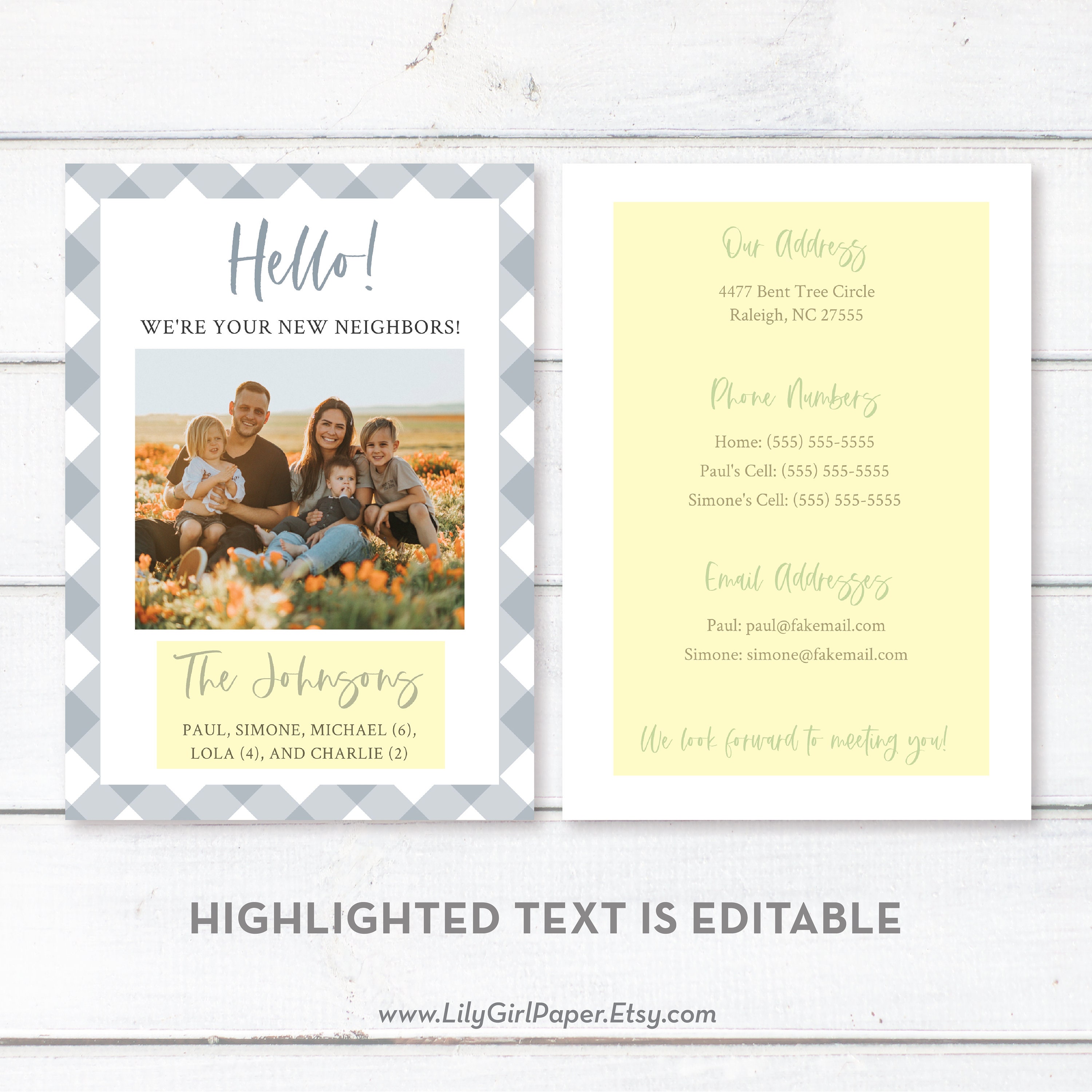 Editable We're Your New Neighbors Photo Card Template, Instant Download ...