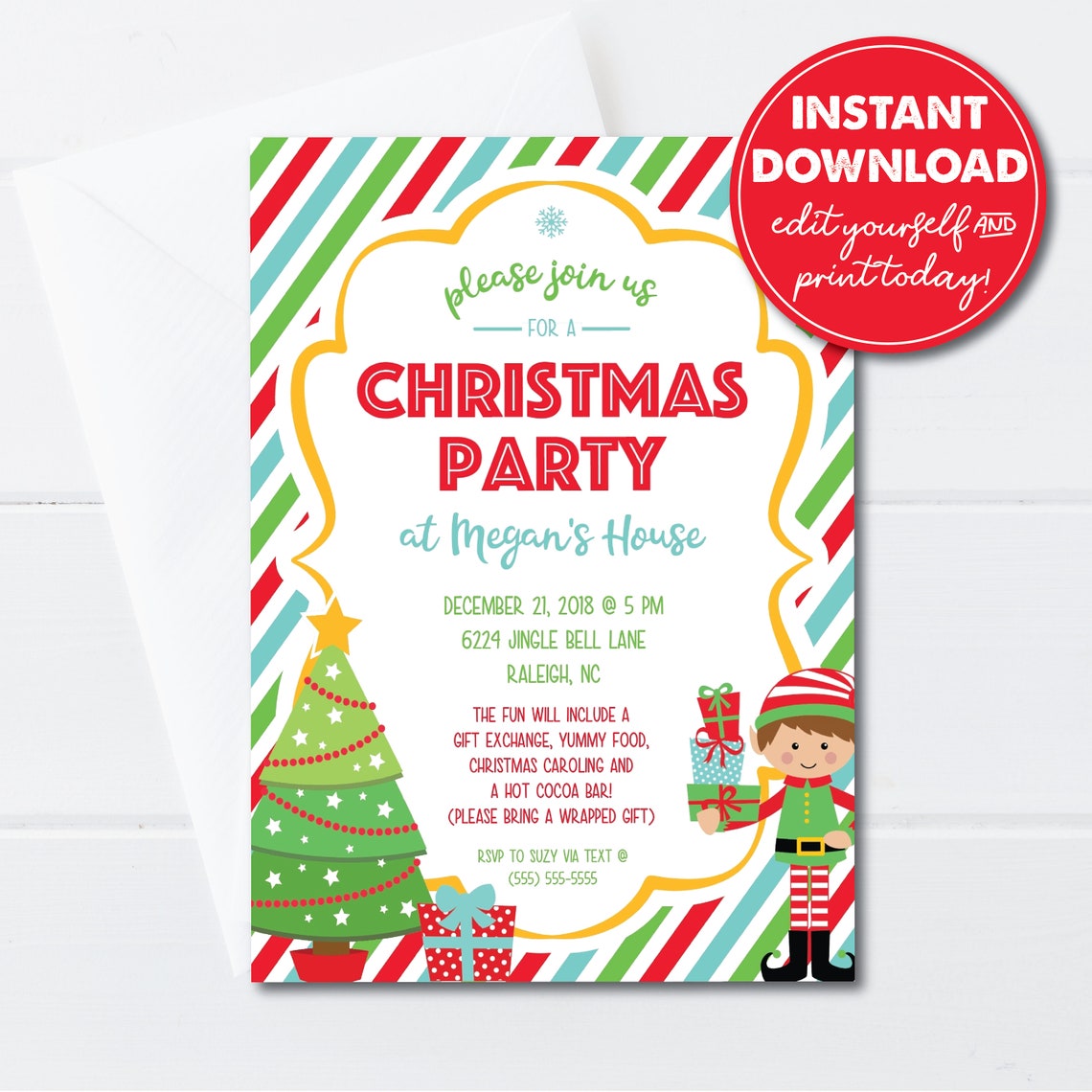 Editable Children's Gift Exchange Christmas Party - Etsy