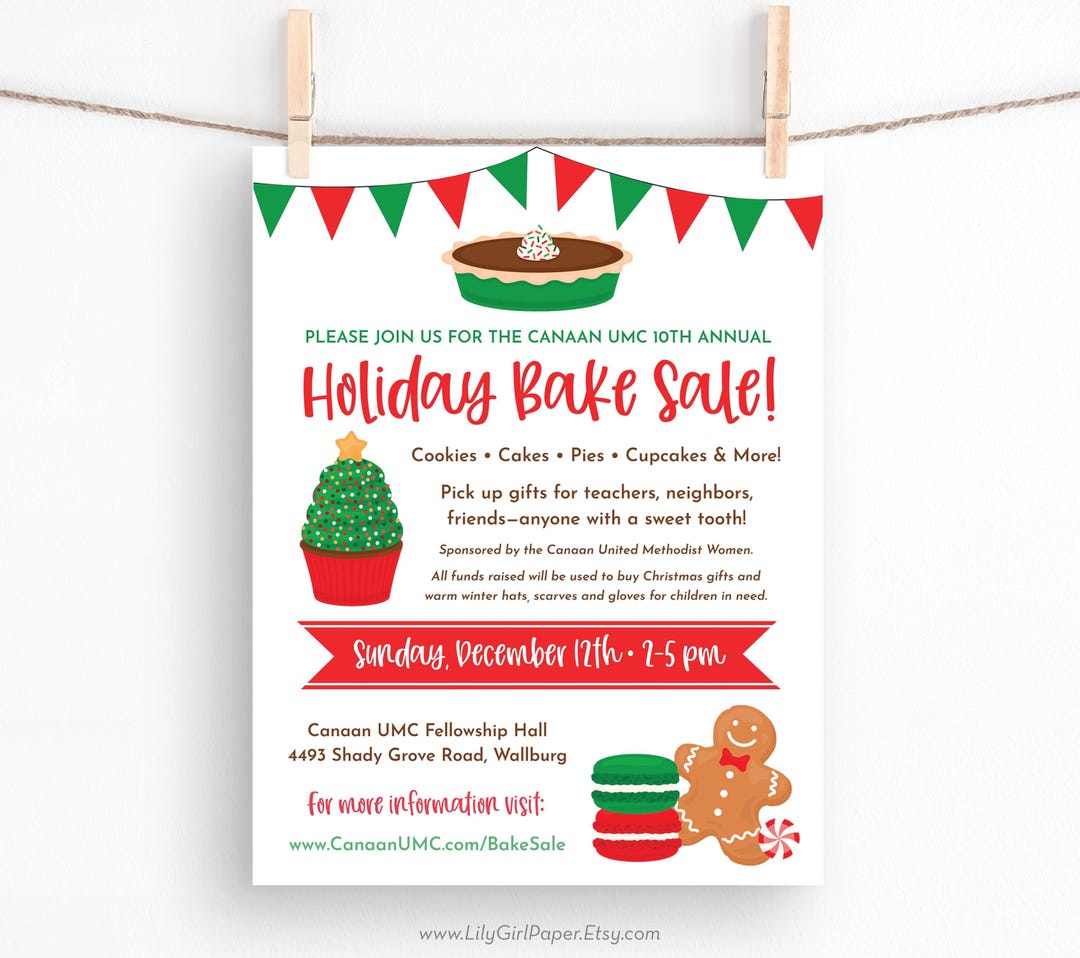 Editable Holiday Bake Sale Flyer Template, 8.5x11 PTA/PTO School Flyer ...