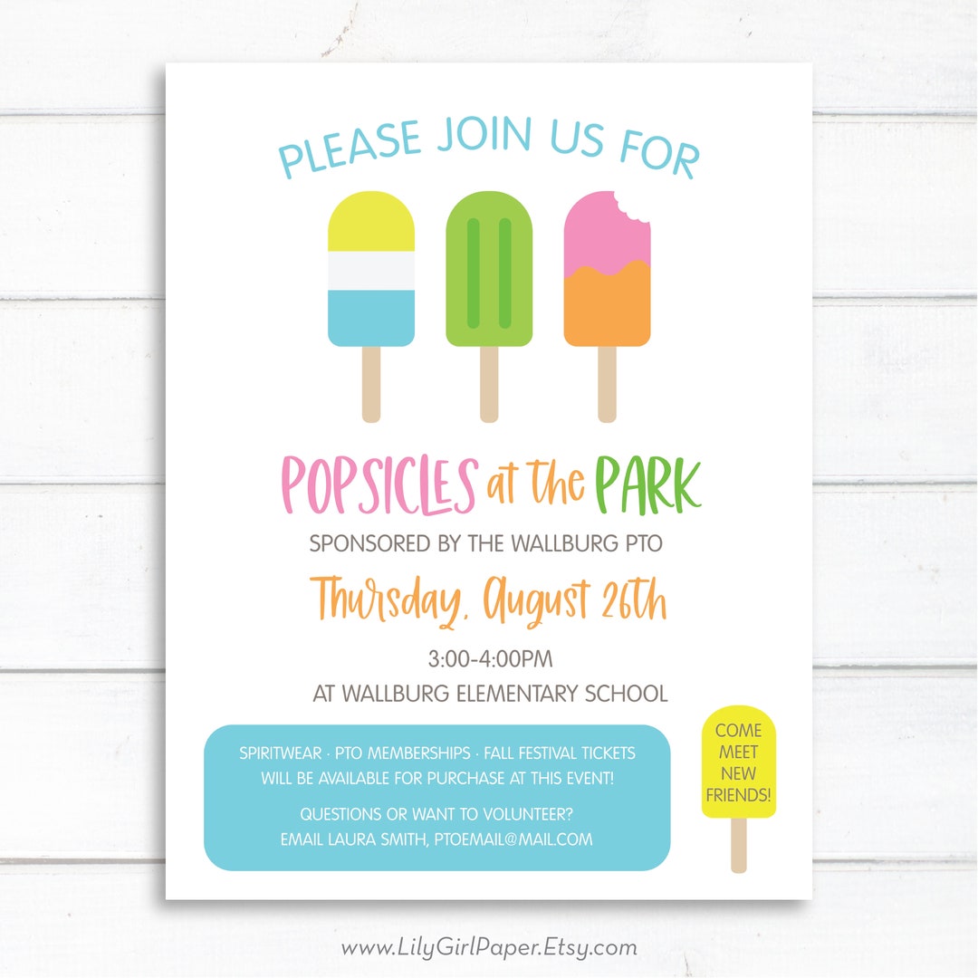 Editable Popsicles at the Park Flyer Template, Back to School Open ...