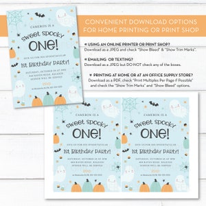 Sweet Spooky One, Boy's 1st Birthday Party Invitation, Blue Halloween ...